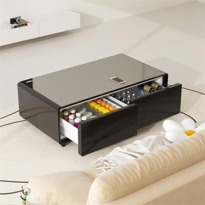 China Temperature Adjustable Living Room Furniture Smart Coffee Table with Wireless Charging for sale
