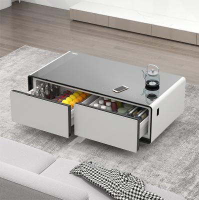 China Capacity 100-149L Small Coffee Table with Fridge Drawer Speakers and Wireless Charger for sale