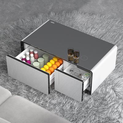 China Living Room Smart Table Luxury Coffee Table with Fridge Capacity 93L and Frozen Drawer for sale
