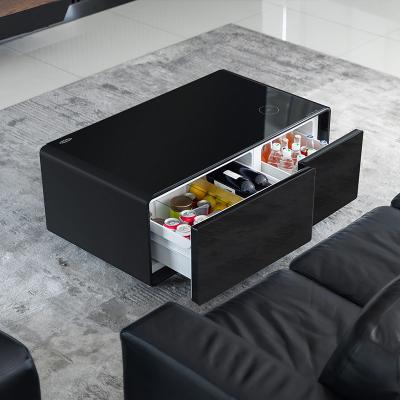 China Mini geladeira e vidro temperado Top Smart mesa de café para mobiliário doméstico moderno à venda
