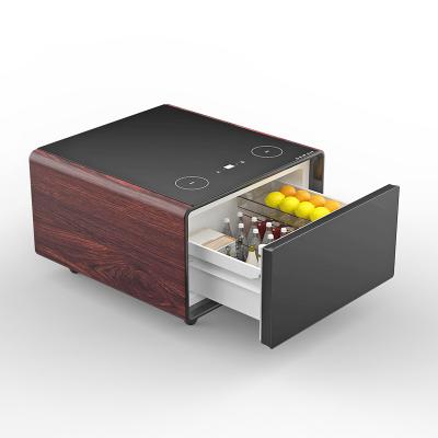 China Woonkamermeubelen Slimme mini koelkast Koffietafel met USB-opladen en muziekspeler Te koop