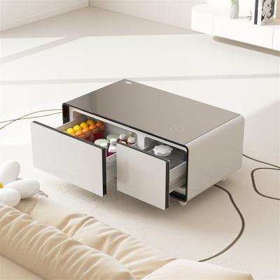China Frigorífico de carregamento sem fio moderno com gavetas refrigeradas e mesa de café inteligente à venda