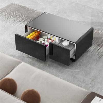 Cina Tavolo da caffè intelligente multifunzione con 2 cassetti del frigorifero e caricabatterie USB senza piegatura in vendita