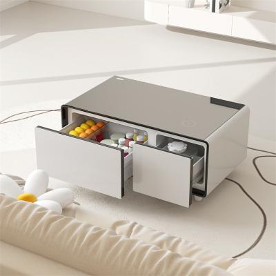 Cina Tavolo da caffè intelligente multifunzione con 2 cassetti del frigorifero e caricabatterie USB senza piegatura in vendita