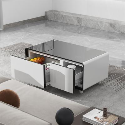 Cina Tavolo da caffè intelligente multifunzione con 2 cassetti del frigorifero e caricabatterie USB senza piegatura in vendita