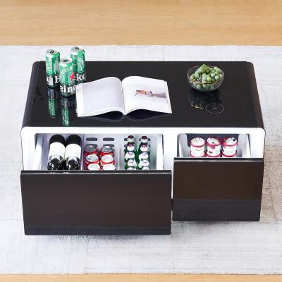 China Carregamento sem fio Mesa de café moderna com mini geladeira Móveis de casa de aço inoxidável à venda