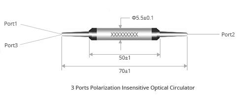 Fiber Optical Circulator Passive Components 3 Ports 1310nm or 1550nm