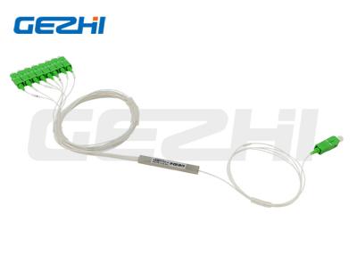 China 1x8 Glasfaser-PLC Splitter Blockness Edelstahlröhre G657A1 SC/APC Steckverbinder In GEPON, FTTH zu verkaufen