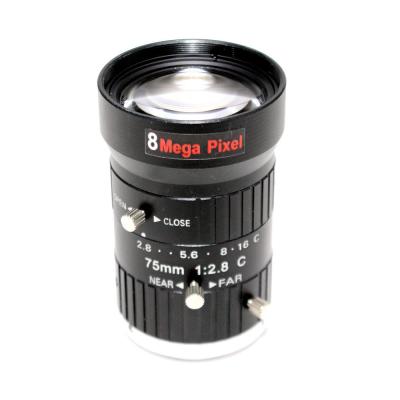 China 8Mega Pixel HD 75mm CCTV C Mount Lens Manual Iris Manual Focus F1.8 Aperture 1" Image Format Industrial Security Camera for sale