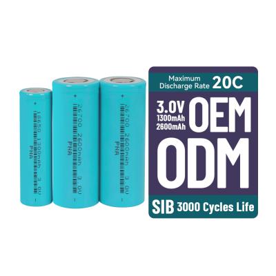 China Exliporc 1300mah 2600mah 3V Sodium Ion Batteries 18650 26700 Natrium-ionen-akkus for E-Bike & Electric Scooter for sale