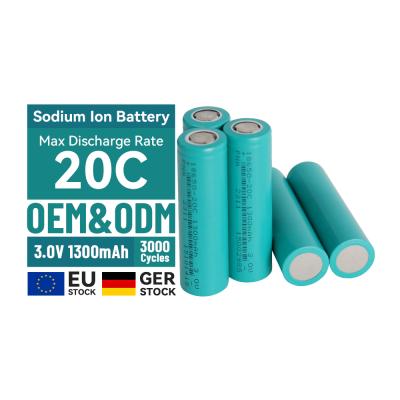 China Bulk Price 20C 3V 1300mah Sodium Ion Battery with 3000 Cycles and Cylindrical Design Natrium Ion Akku for sale