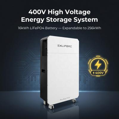 China 400V High Voltage Home Energy Storage Battery 16kWh Modular LiFePO4 DC-DC Boost System for sale
