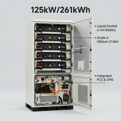 China Liquid-cooled 125kW 261kWh Energy Storage System with 8500+ Cycles for Industrial & Commercial Use for sale
