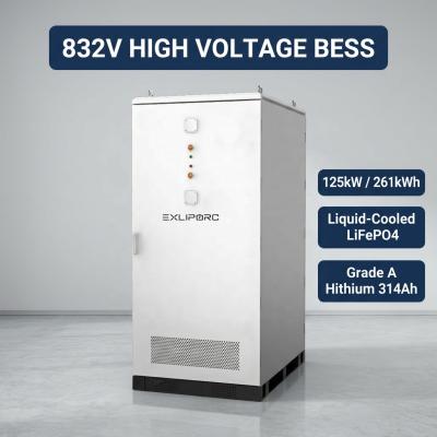 China 832V High Voltage LiFePO4 Industrial & Commercial Energy Storage System 125kW 261kWh BESS Hithium 314Ah for sale