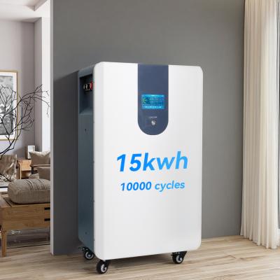 China 15kWh 10000 Cycles Wall Mounted LiFePO4 Battery for Solar Energy Storage Lithium Ion Pack for sale
