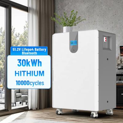 China LiFePO4 Solar Battery 51.2V 30kWh with 10,000 Cycles Wall-Mounted for Energy Storage for sale