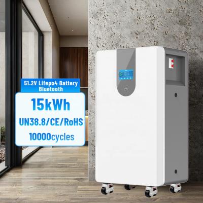 China Solar Hybrid Grid Battery Storage System 51.2V 100Ah 200Ah 300Ah 5kWh 10kWh 15kWh BMS LiFePO4 Household Battery Bank for sale