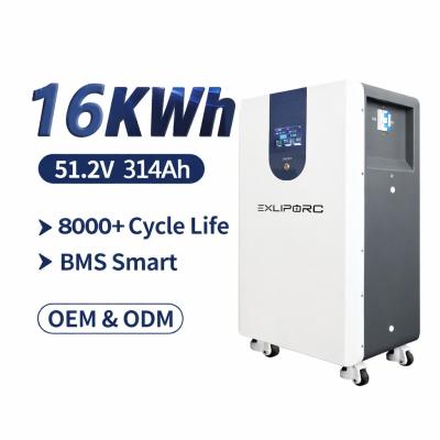 China 16kWh 51.2V LiFePO4 Battery Pack with Long Cycle Life for Home Solar Energy Storage for sale