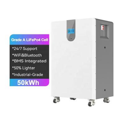 China Split 8000 Deep Cycles 51.2V 50KWH 16S3P 200A BMS Home Energy Storage Solar Lithium Ion Battery 48V 980Ah LiFePO4 5-Year for sale