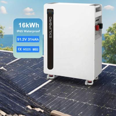 China Solar Power Split Battery 51.2V 314Ah LiFePO4 Lithium Ion Wall-Mounted Hybrid Grid Home Energy Storage BMS CAN IP65 Battery Pack for sale