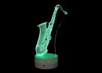 China Magic Saxophone 3D Lamp , 3D Illusion Night Light Touch Switch OEM Accepted for sale