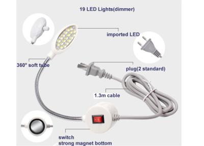 China 100 LM Sewing Machine Gooseneck Desk Lamp 19 Led Dimming US/EU Plug for sale