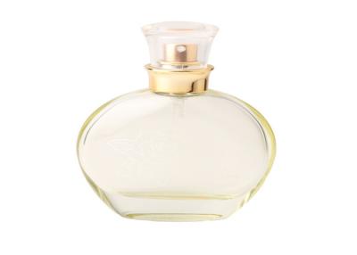 Cina Modello rotondo trasparente di vetro di Rosa di verde giallo della bottiglia di profumo 50ml in vendita