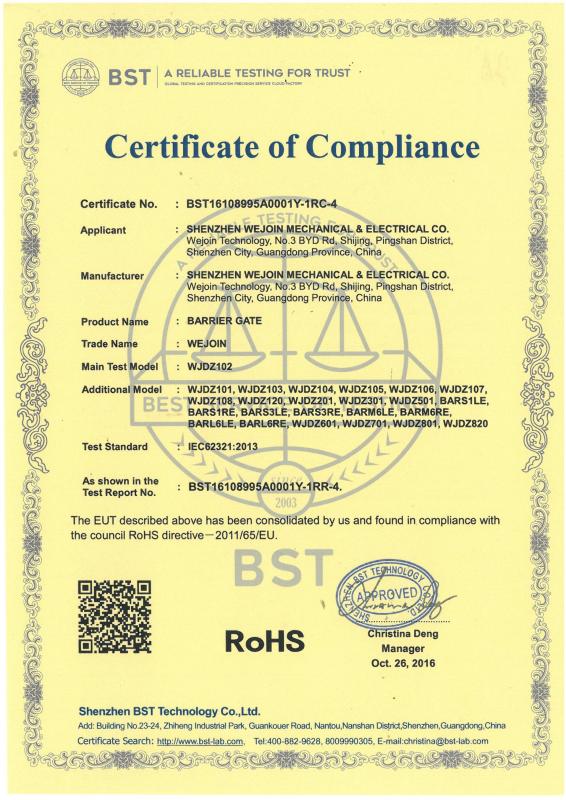 RoHS - Shenzhen Wejoin Mechanical & Electrical Co.