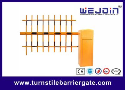 China Yellow Color 4m Three Fence Arm Barrier Gate DC24V Brushless Motor Auto-reversing on Obstruction  for sale