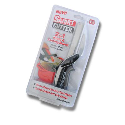 China Daywons 2017 Stainless Multifunction Kitchen Knife 2-in-1 Cutter Food Chopper Scissor Smart Scissor Cutter Vegetable Sci for sale