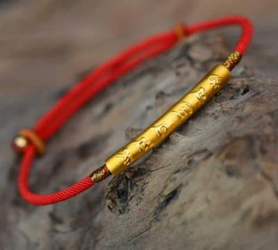 China Tibetan Buddhist Mystical Bracelet Handmade Mani Mantra Lucky Red String Bracelet for sale