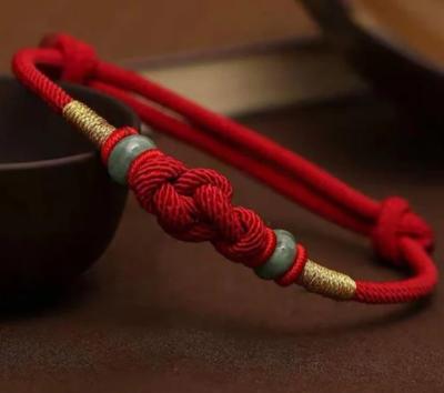 China Chinese Knot Red String Jade Bracelet Luck Fortune Knot Braided Bracelets For Couples for sale