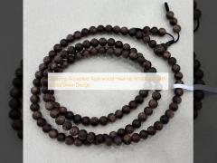 Printing Accepted Agarwood Healing Wristband with Gold/Silver Design