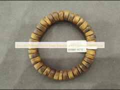 Smooth Texture Wood Bead Bracelet with Diamond Gemstone