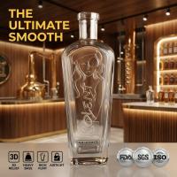 China Rectangular Embossed Glass Spirit Flask Lady Design For Vodka Gin for sale