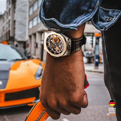 China BONEST GATTI Men Waterproof High Quality Leather Strap Hollow Out Automatic Mechanical Watch for sale