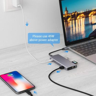 중국 USB A 타입 C 5Gbps 전송 속도 및 전원 공급 장치와 함께 HDMI USB 허브 판매용