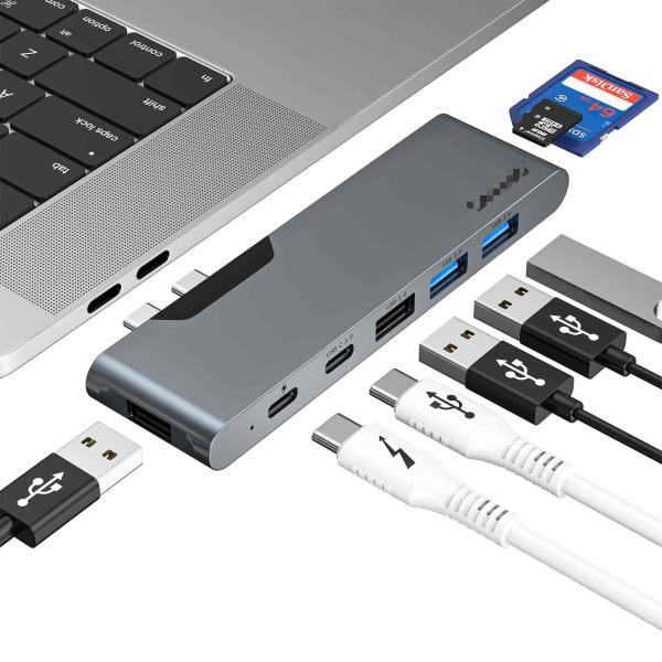 Quality 7 In 2 Docking Station Usb C Thunderbolt Hub HDMI 4K Card Reader For Macbook Pro for sale