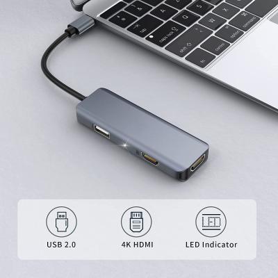 China 3 In 1 USB Hub HDMI Adapter Usb C To Usb 2.0 Adapter Slim Dock For Mac for sale
