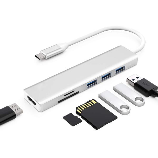Quality 6 Port Usb-C Hub Splitter Usb-C Expander Portable Usb Adapter Multiport Data Hub for sale