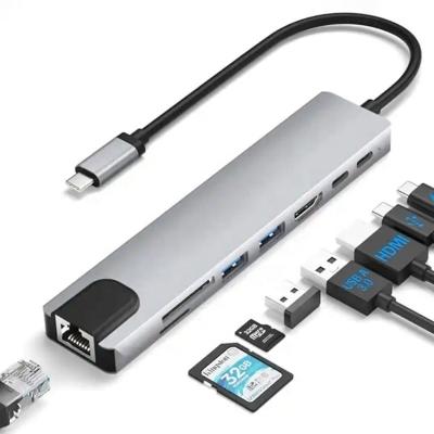 China Versatile 8-In-1 USB Type C Hub Multiport Adapter for Multi-Tasking and Data Transfer for sale