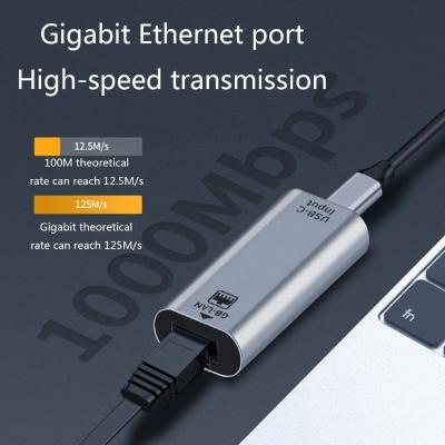 중국 USB C 여성으로 이더넷 포트 어댑터 10/100/1000 Mbps 속도 빠른 네트워크 연결 판매용