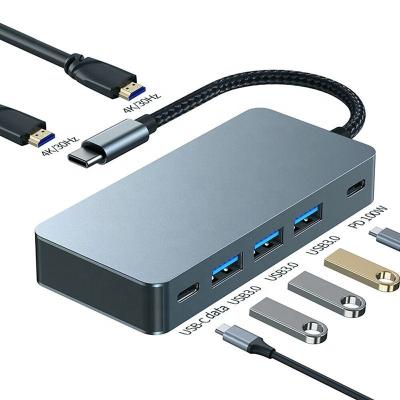 中国 4K 30Hz デュアルHDMI USB 3.0 アダプター ドッキングステーション 7 イン 1 マルチポート USB Cタイプ C ハブ 販売のため