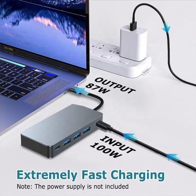 China 4K 30Hz Dual HDMI USB 3.0 Adapter Docking Station 7 In 1 Multiport USB C Type C Hub for sale