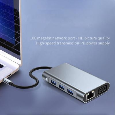 중국 7인1 USB C 타입 C 도킹 스테이션, HDTV HDMI VGA USB RJ45 및 빠른 데이터 전송 판매용