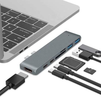 중국 듀얼 타입 C 남성 입력과 USB 3.1 인터페이스 타입의 7인2 허브 도킹 스테이션 판매용