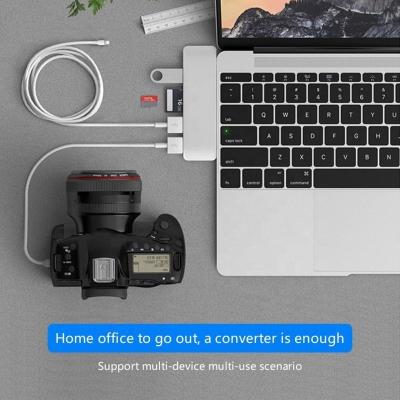 중국 듀얼 타입 C 남성 입력과 USB 3.1 인터페이스 타입의 7인2 허브 도킹 스테이션 판매용