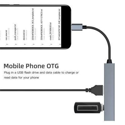 China Type C Interface 4 In 1 4 Ports Hub Type-C OTG To USB 3.0 2.0 Adapter Aluminium Alloy for sale