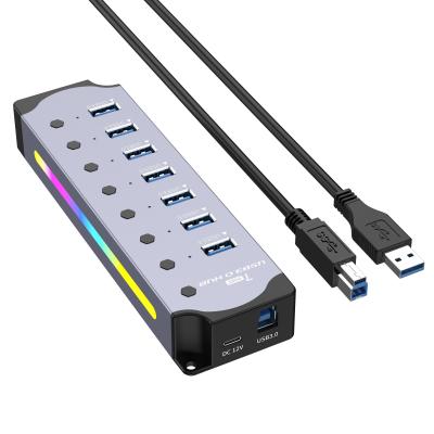 China Logotipo personalizado Aceita velocidade USB 3.0 Hub com 7 portas e alumínio à venda