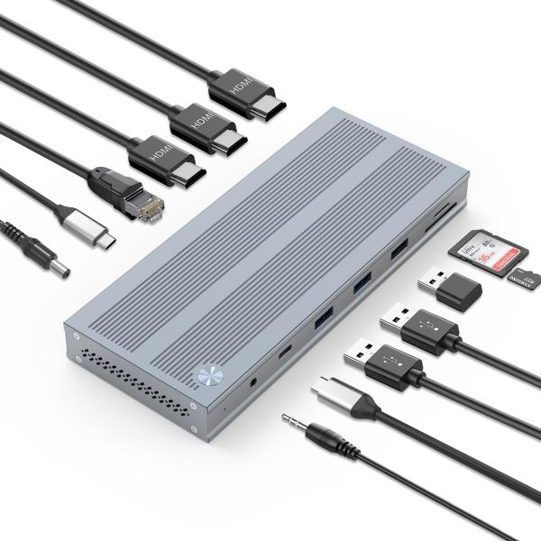 Quality 14 In 1 USB-C Docking Station with Displaylink IC Type C to HDMI Supports Triple for sale